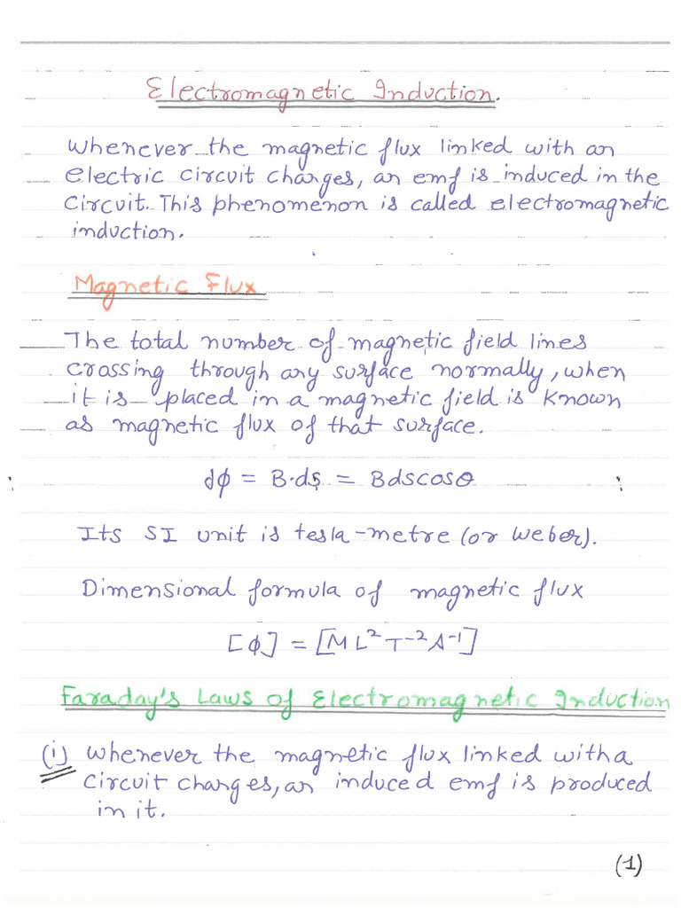 Electromagnetic Induction Handwritten Notes | PDF