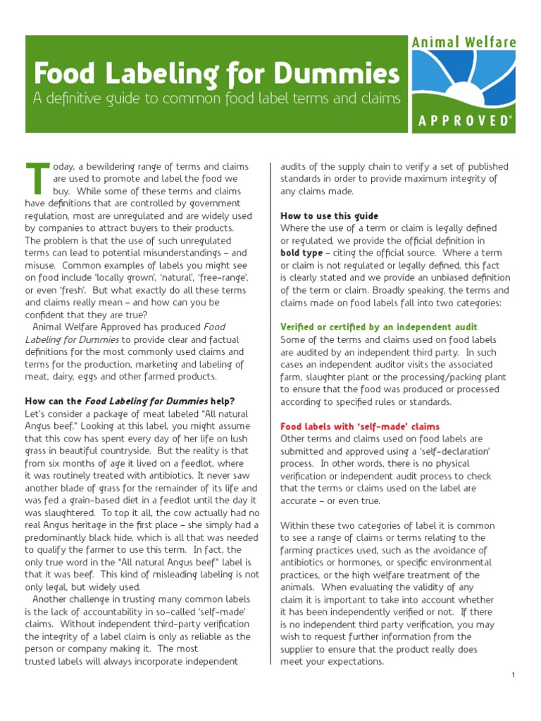 Food Labeling For Dummies High Res 27 Feb 12 v3 | PDF | Curing (Food ...