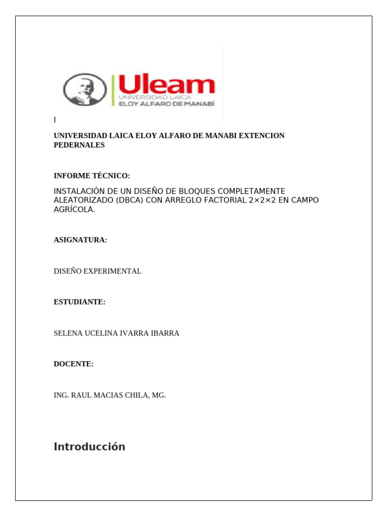 Informe Dbca Factorial 2x2x2 en Cultivo Agrícola | PDF | Análisis de variación