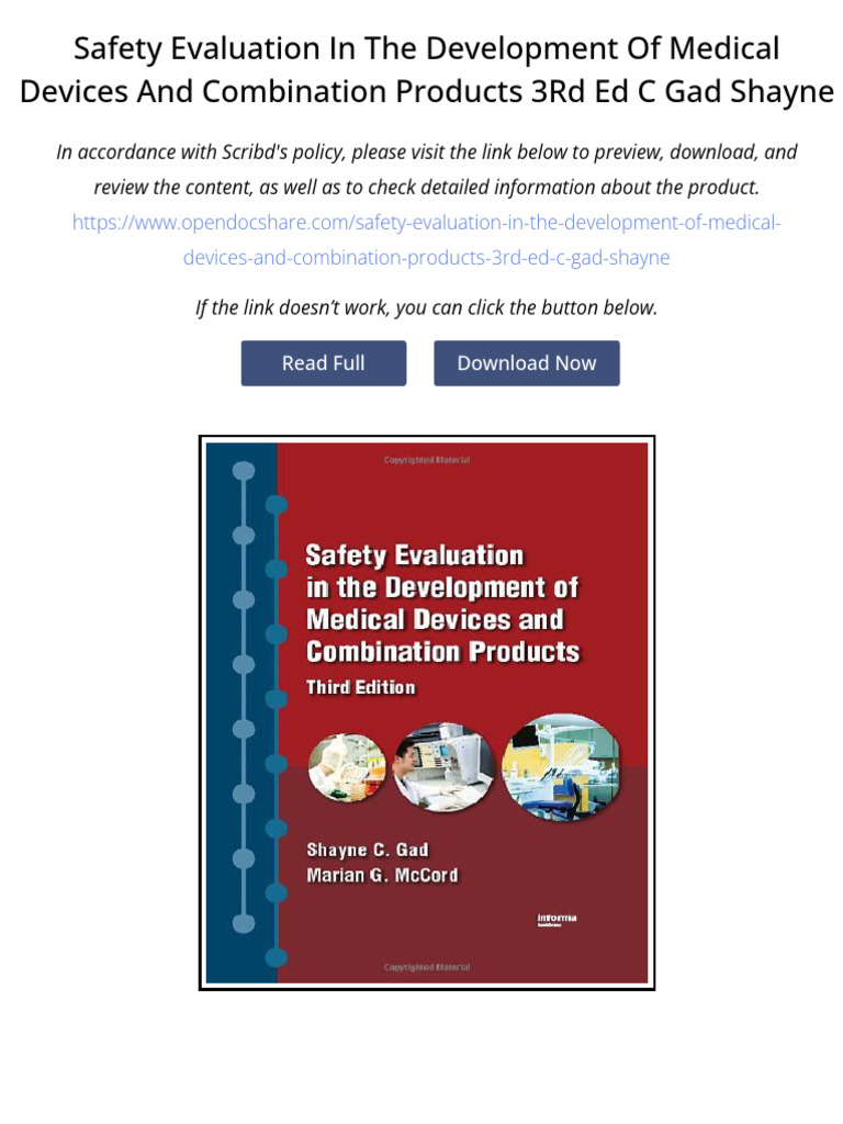 Safety Evaluation In The Development Of Medical Devices And Combination ...