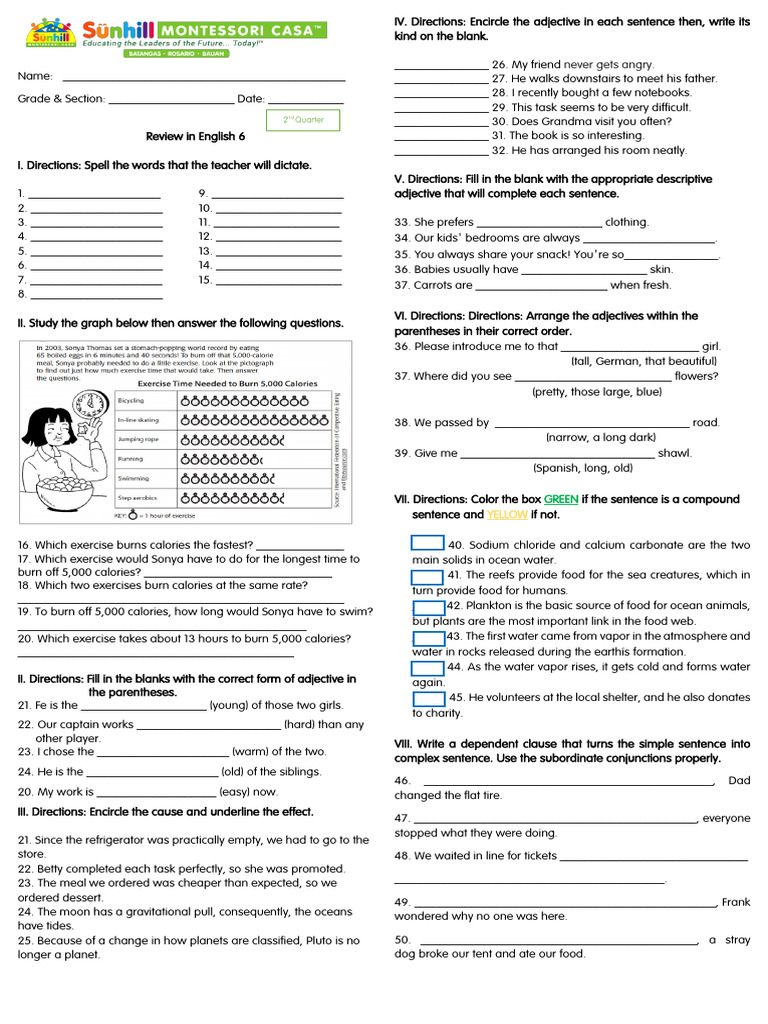 2nd-Quarter-Review-in-English-6 | PDF | Water