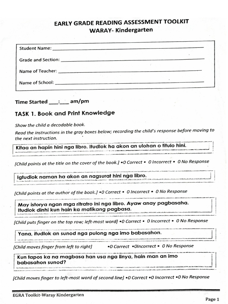 EGRA Toolkit Kinder | PDF