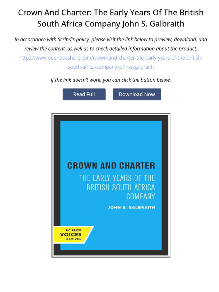 Crown and Charter: The Early Years of the British South Africa Company ...