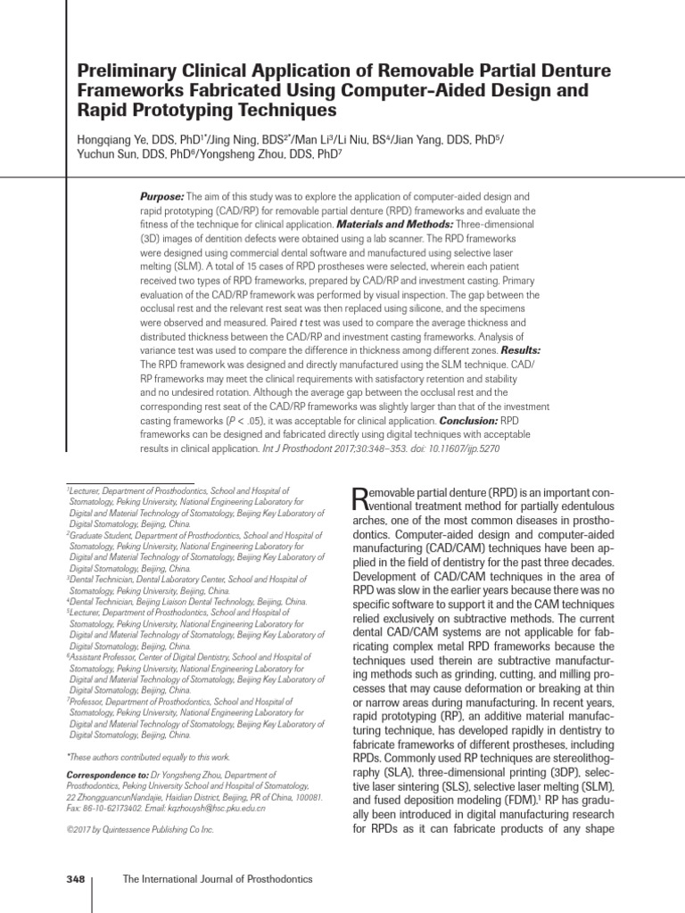 2. Preliminary Clinical Application of RPD Framework Fabricated Using ...
