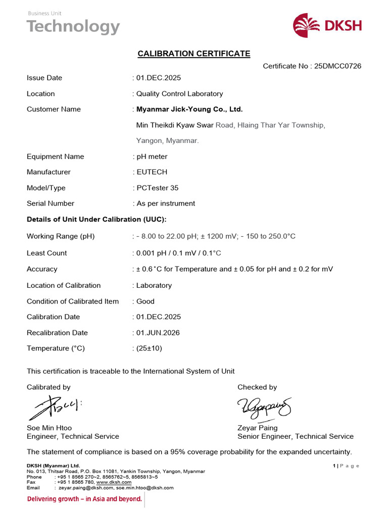 PH Meter (CC-0726) | PDF | Calibration | Physical Quantities