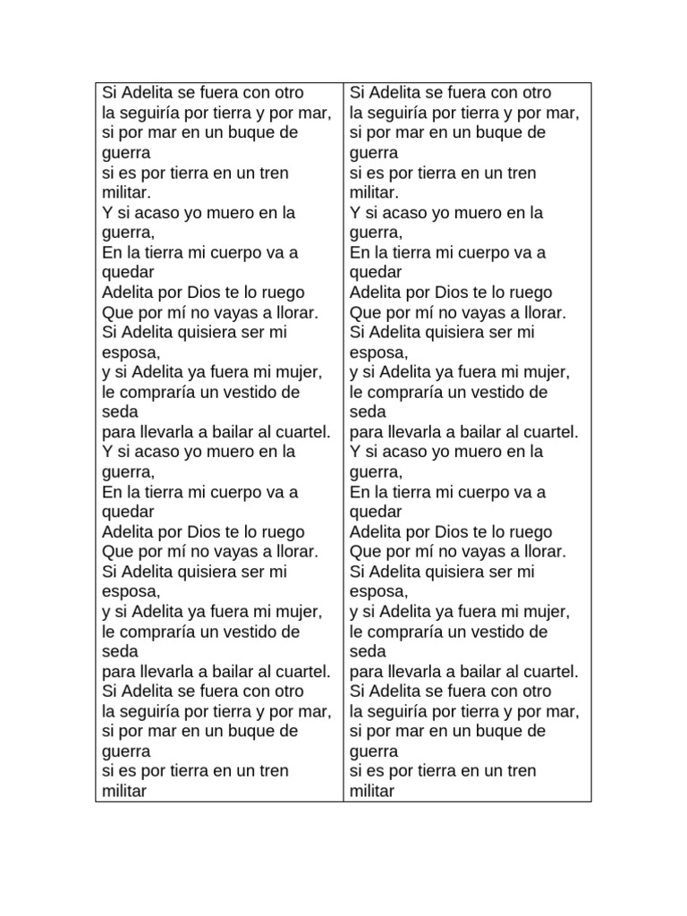 Adelita Letra de Cancion | PDF