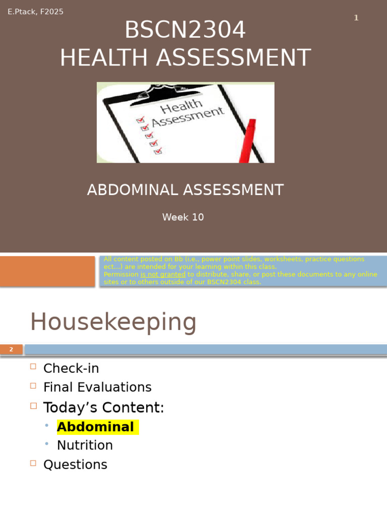 St Cs Wk10 Bscn2304 Abdominal f2025 3 | PDF | Abdomen | Nausea