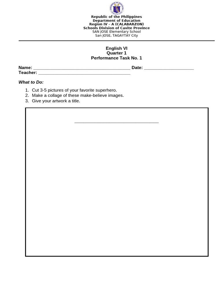 Performance Task_Q1_week 1& 2 | PDF | Philippines