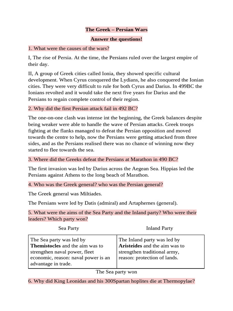 Shousadbb the Greek Persian Wars | PDF | Greco Persian Wars ...