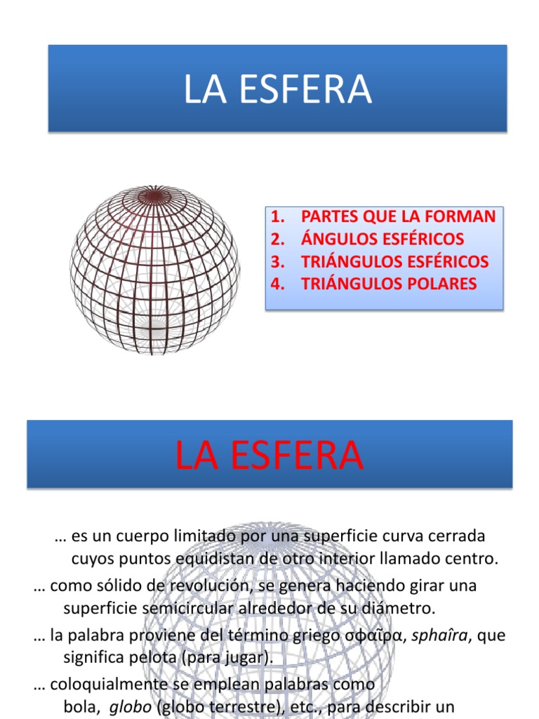 Definición y características de la esfera | PDF | Esfera | Ángulo