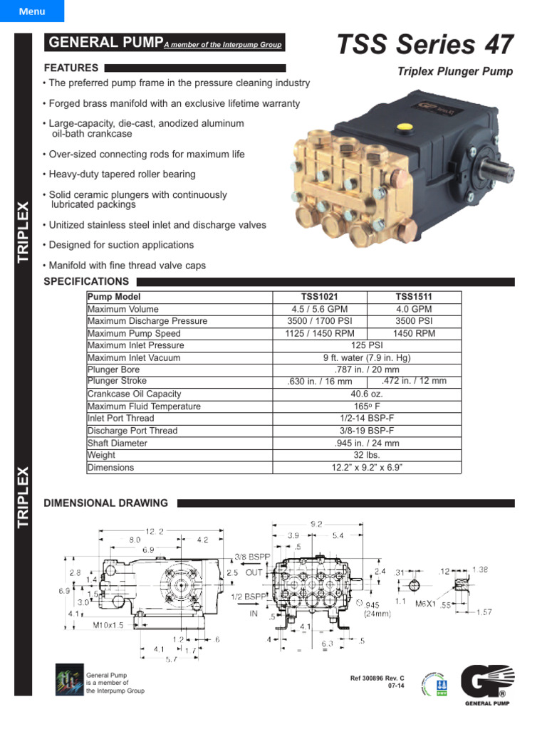 Gp Tss 47 Series Parts List & Specs | PDF | Pump | Mechanical Engineering