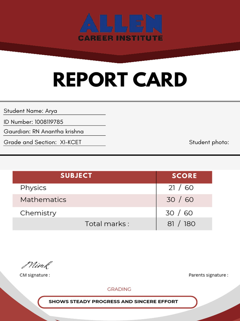 Red and White Modern Minimalist Simple Student Report Card_20251208 ...