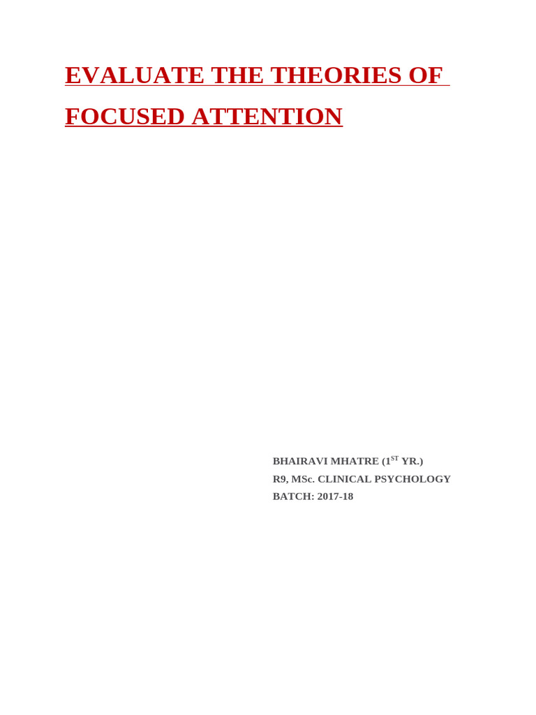Final Focused Attention Doc | PDF | Attention | Neuropsychology
