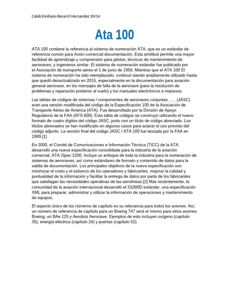 Guía Completa del Sistema ATA 100 | PDF | Aviación | Aeronave