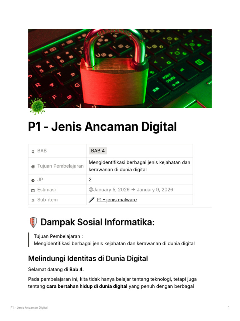 P1 - Jenis Ancaman Digital | PDF
