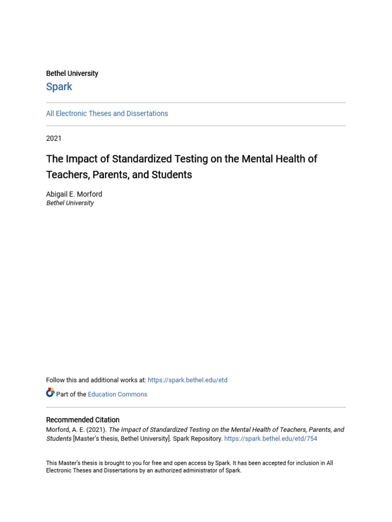 Standardized Testing's Mental Health Impact | PDF | Anxiety ...