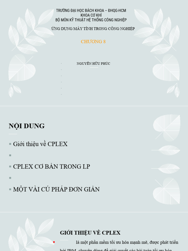 Chapter 8 - CPLEX | PDF