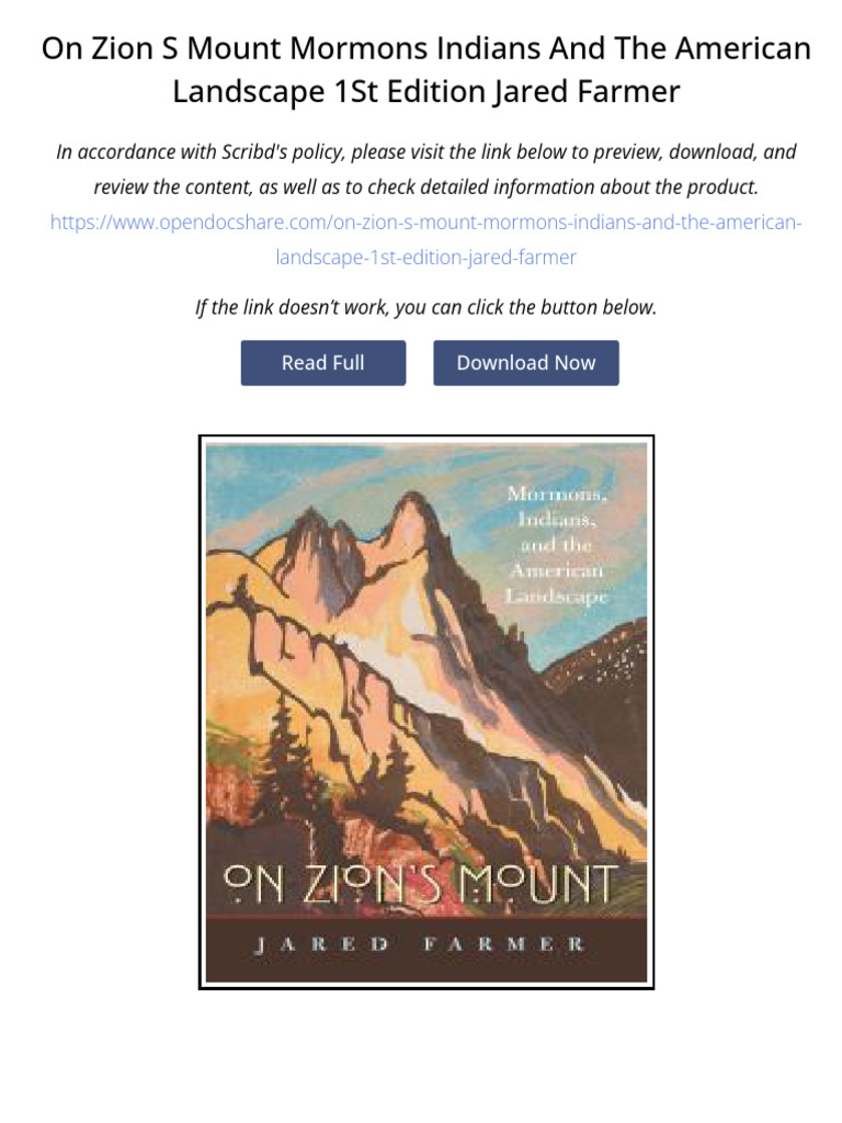 On Zion s Mount Mormons Indians and the American Landscape 1st Edition ...