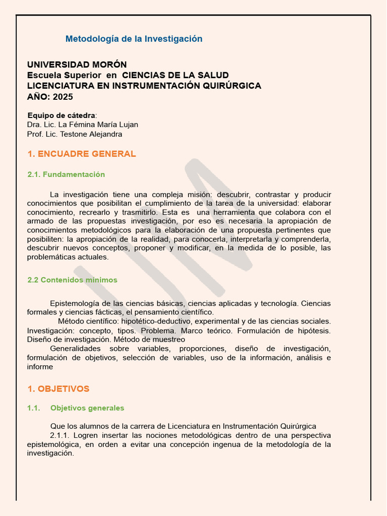 Programa Metodologia 2025.Docx (1) | PDF | Paradigma | Conocimiento