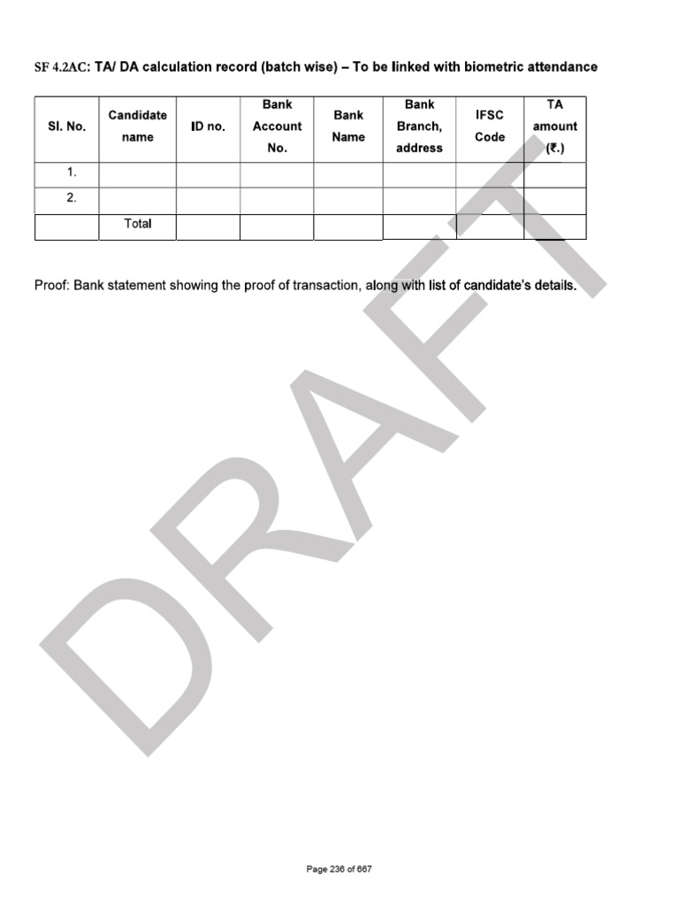 4.2AC TA DA Calculation Record Batch Wise to Be Linked With Biometric ...