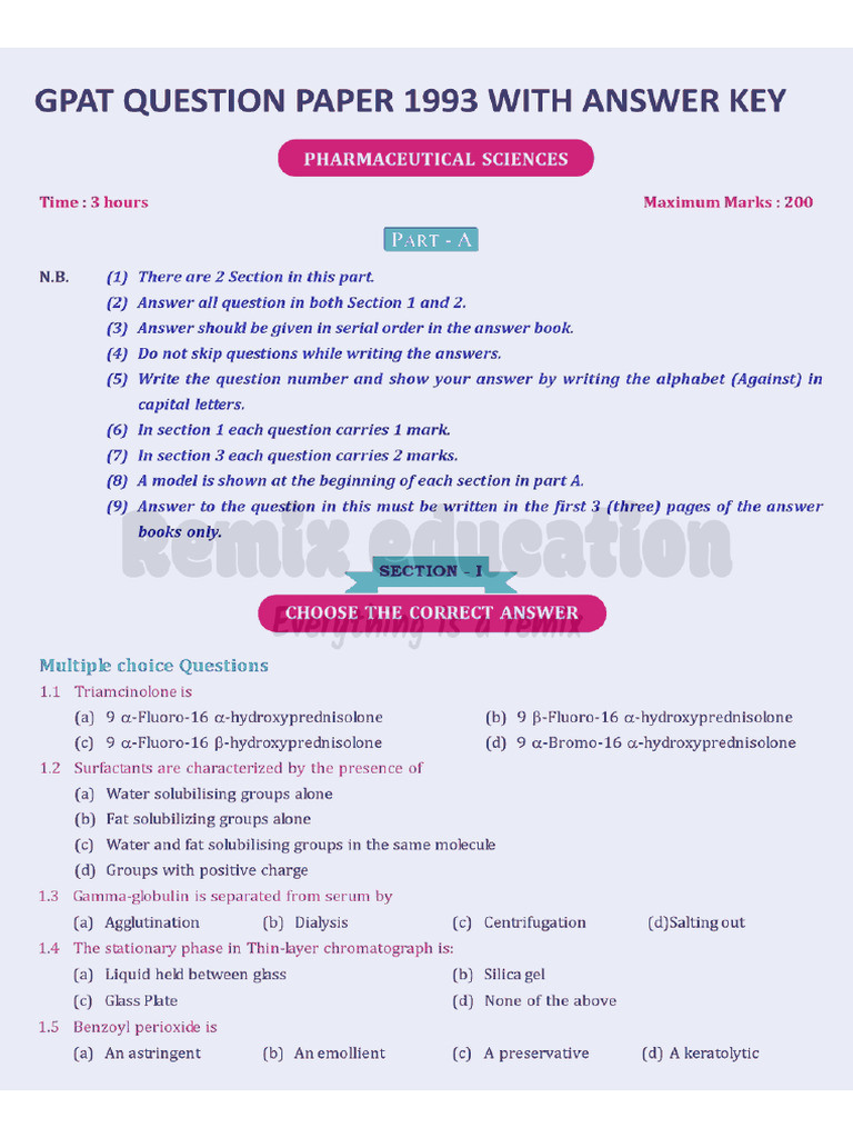 Gpat Question Paper 1993 | PDF