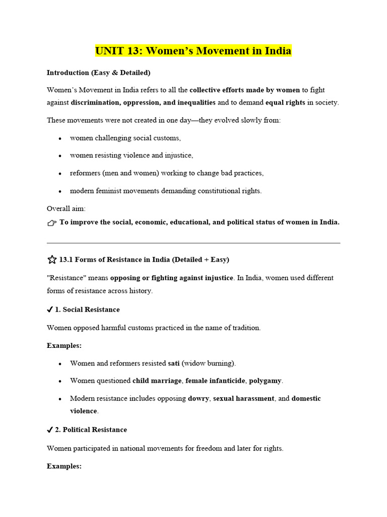 Women's Movement in India: A Historical Overview | PDF | Woman ...