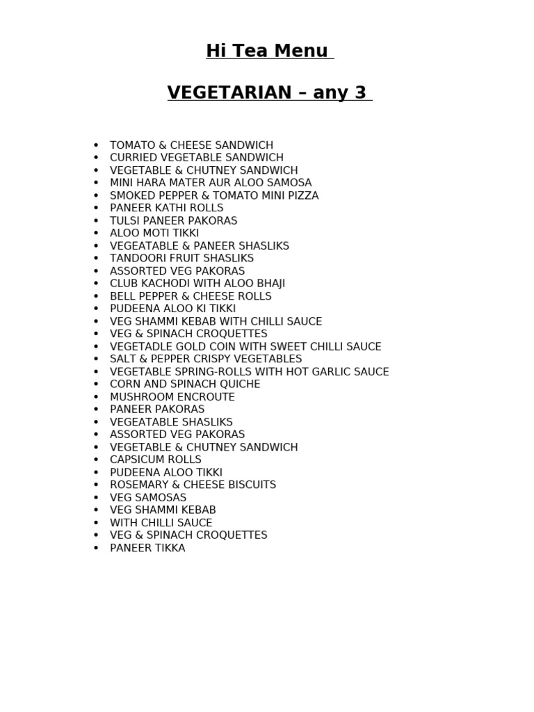 HI-TEA MENU | PDF