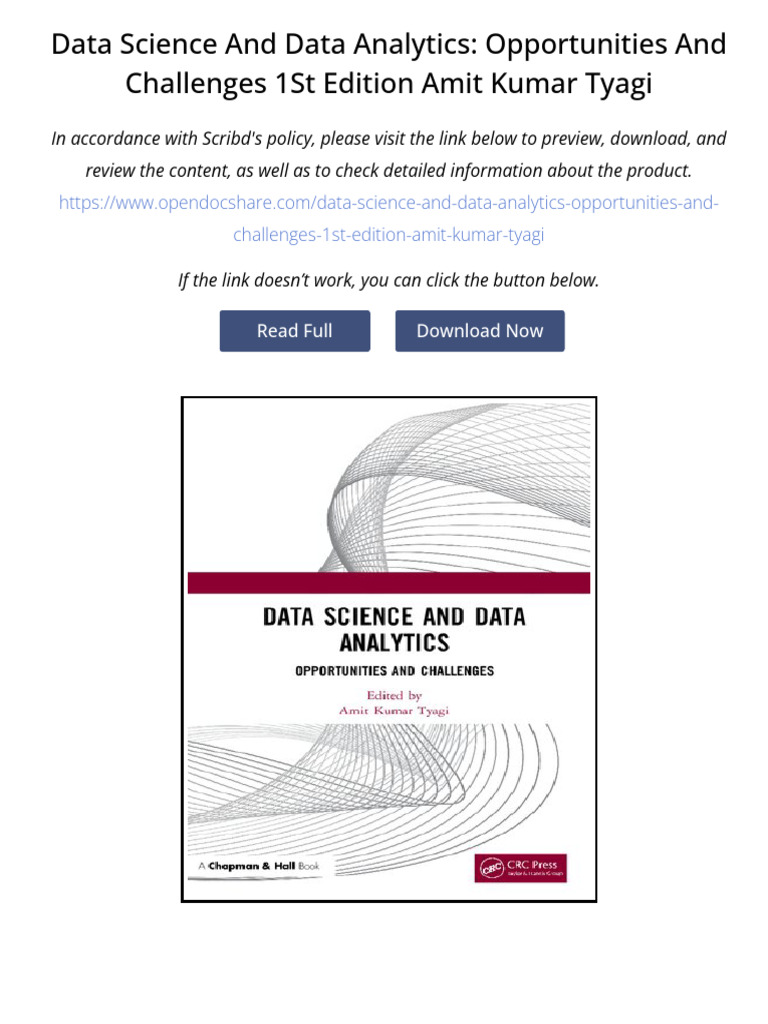 Data Science and Data Analytics: Opportunities and Challenges 1st Edition Amit Kumar Tyagi | PDF ...
