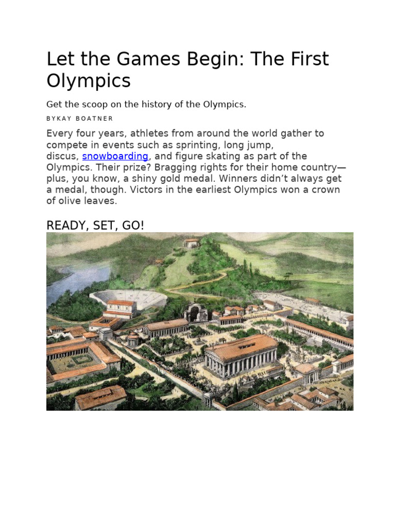 History of the First Olympics | PDF | Olympic Games | Sports