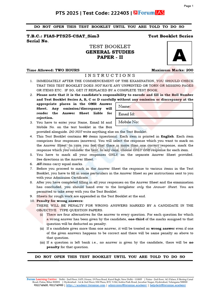 PTS 2025 General Studies Paper II | PDF | Flood | Demand