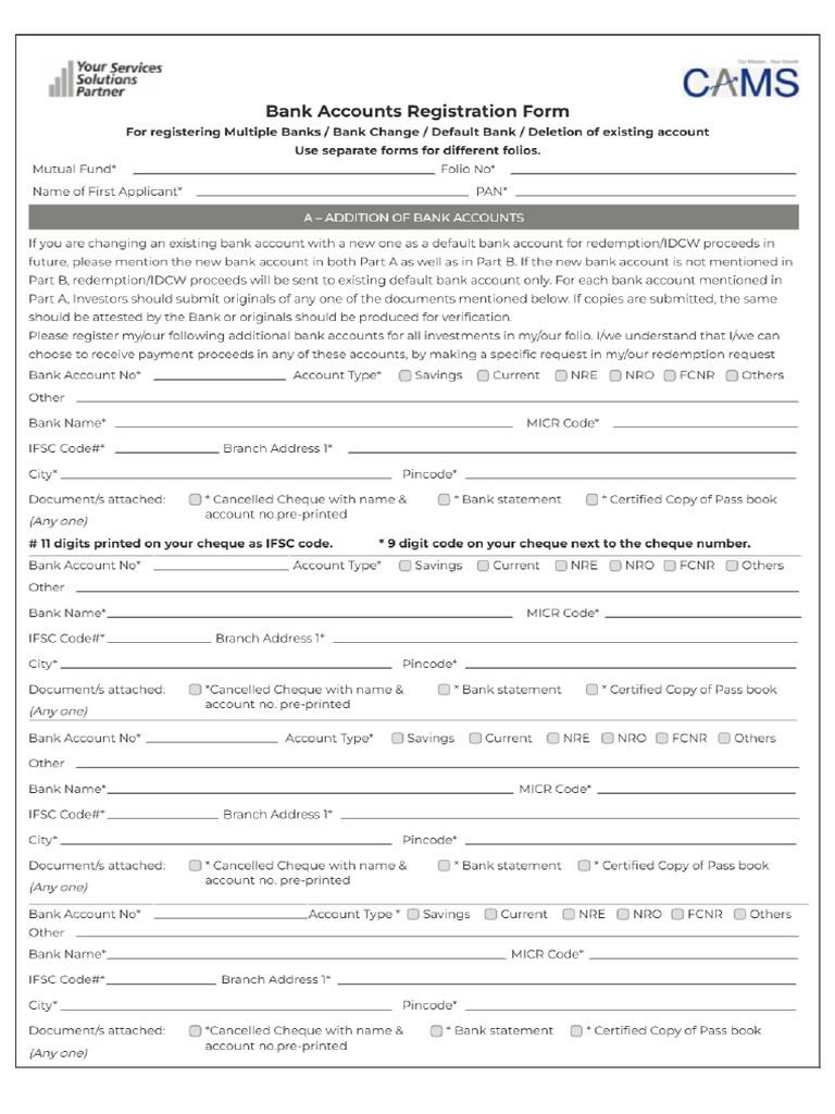 Bank Accounts Registration Form | PDF