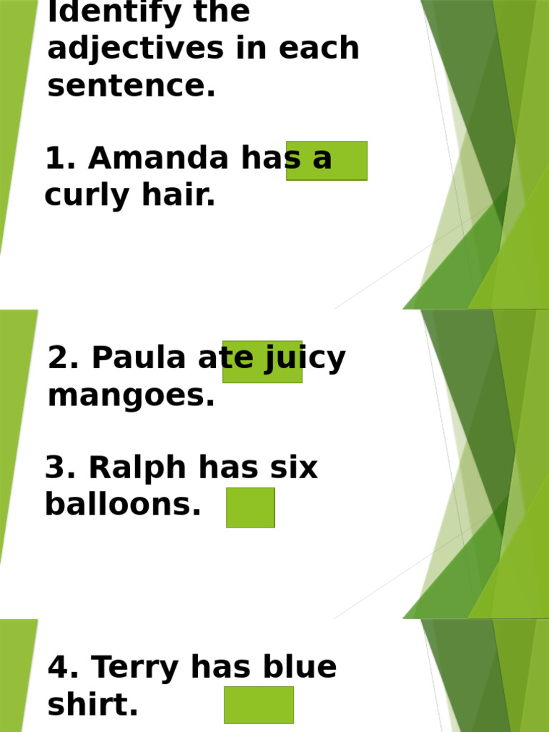 Grade 2 - Identify the adjectives in each sentence | PDF