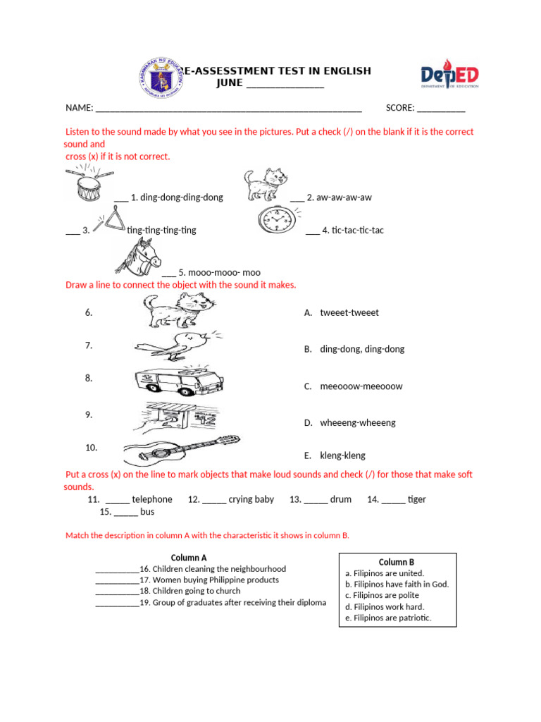 English Pre-Assessment Test Template | PDF | Chess Openings | Chess Theory