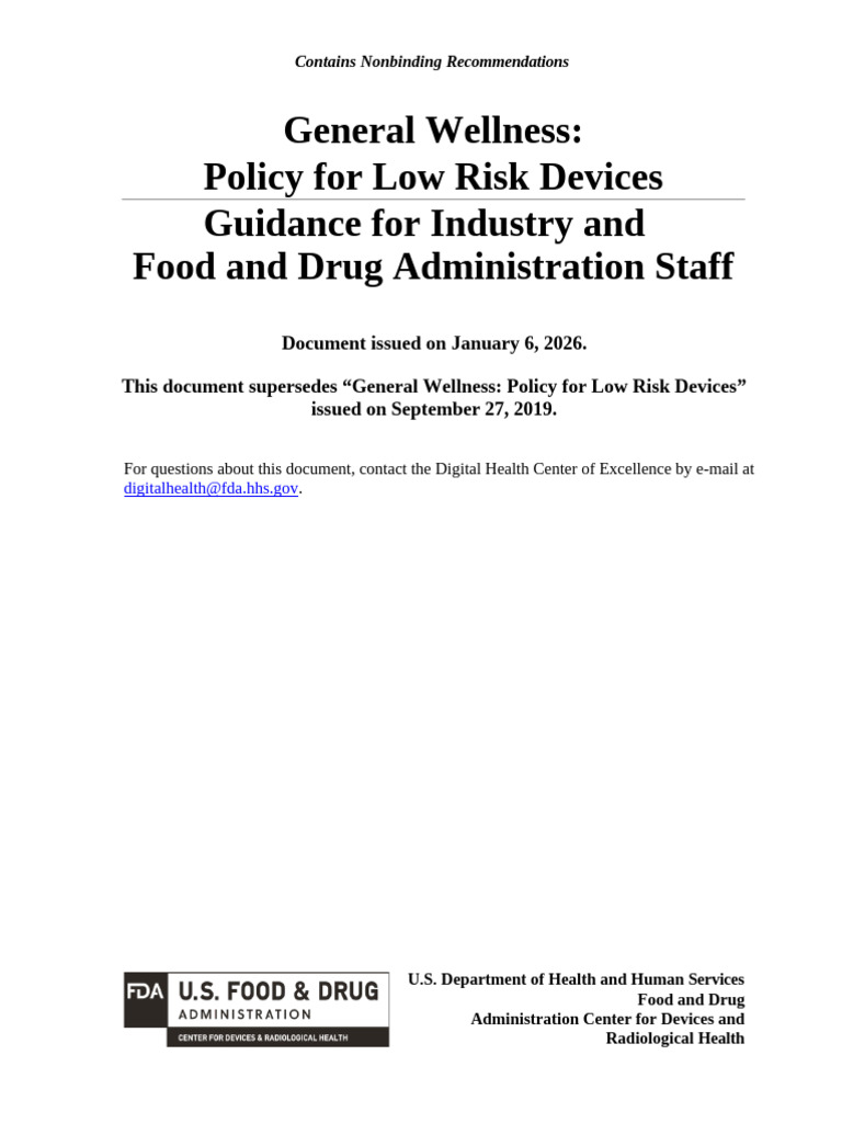 20250112 general-wellness-policy-low-risk-devices-guidance | PDF | Food ...