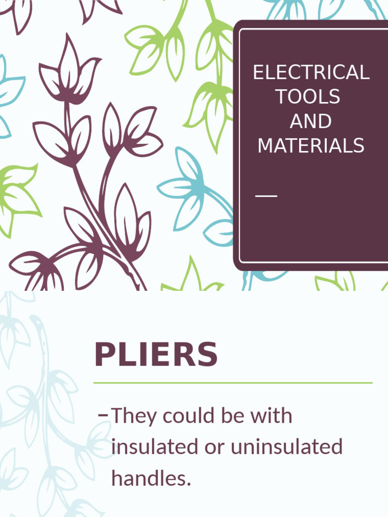 ELECTRICAL TOOLS | PDF | Drill | Screw