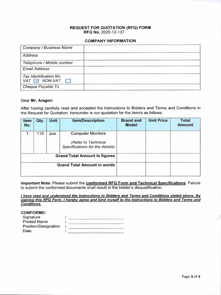 Procurement Specifications for Monitors | PDF | Display Technology ...