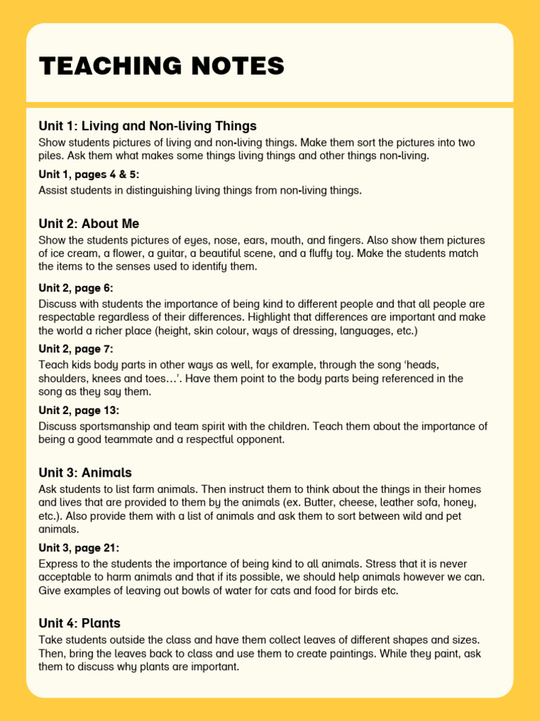 Easy Science K Teacher Notes 1 | PDF