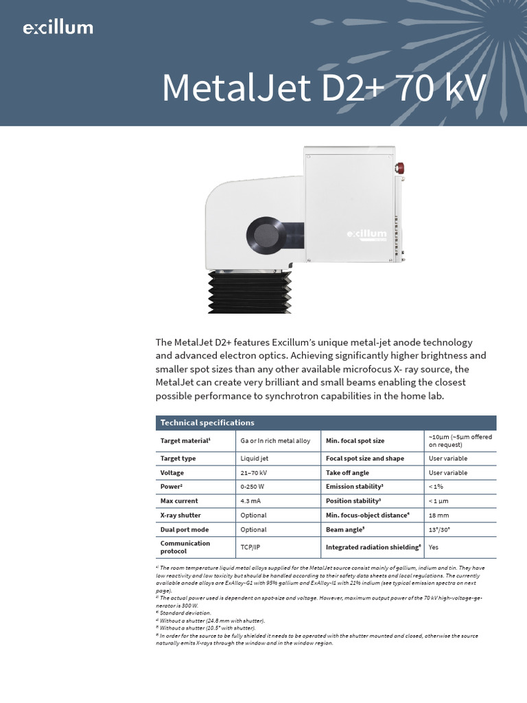 MetalJet D2+ 70 kV X-ray Source Specs | PDF | Electromagnetism ...