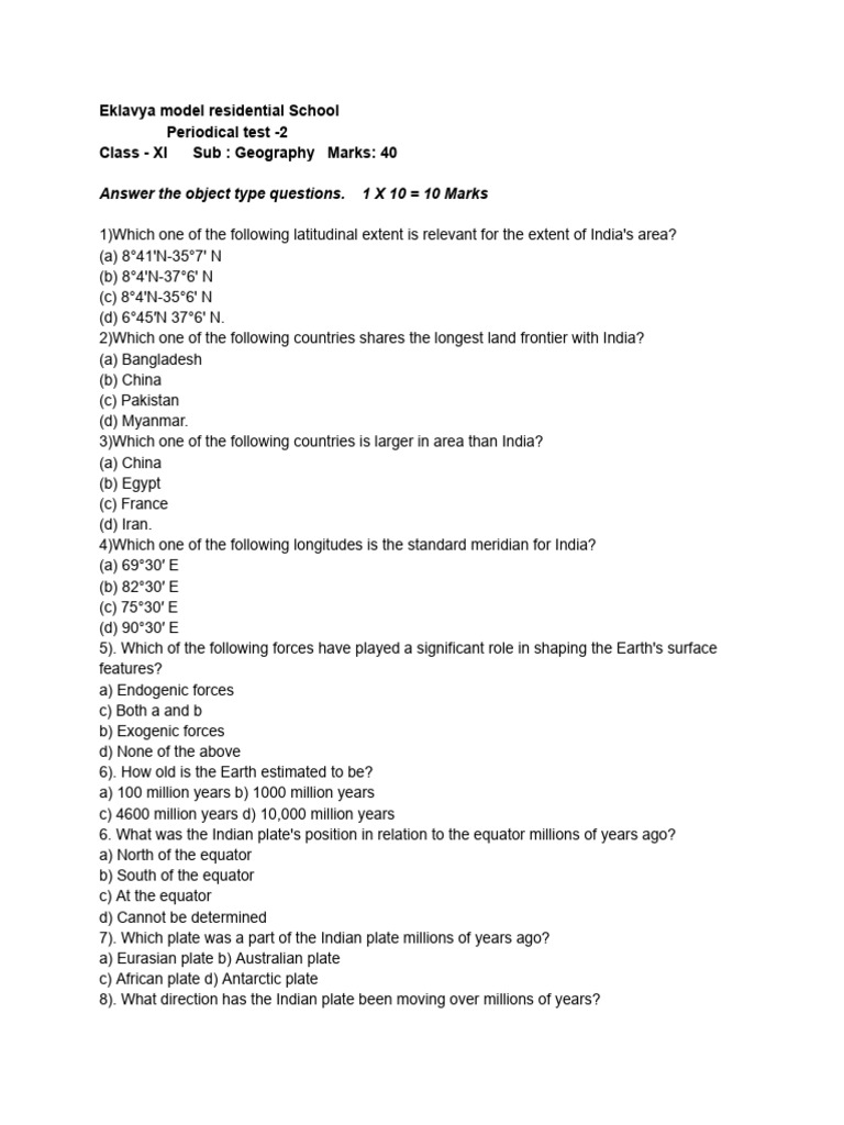 11 Class Geography PT-2 | PDF | Himalayas | Plate Tectonics