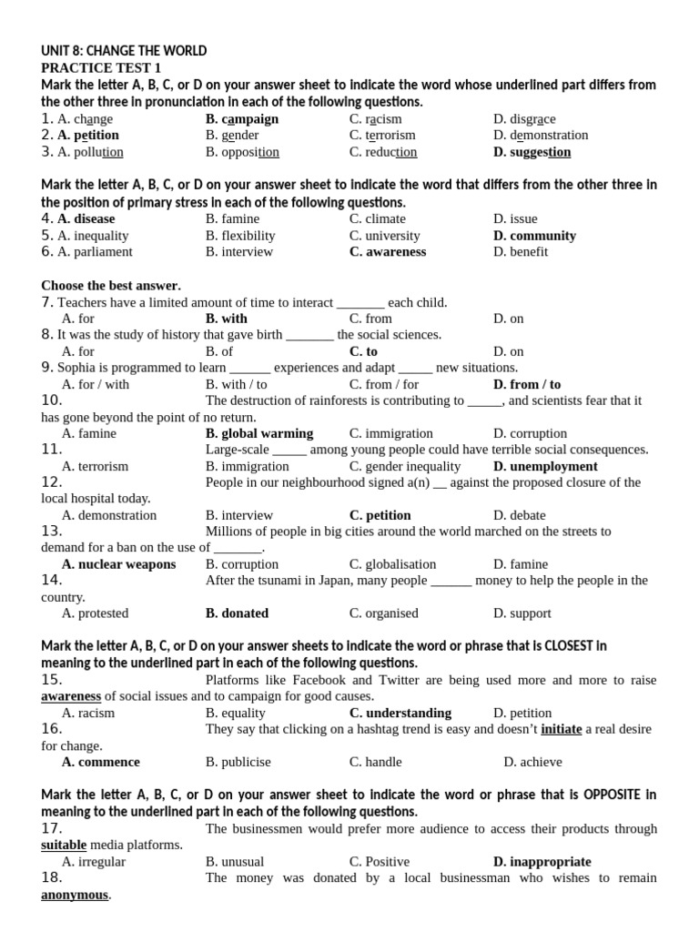 UNIT-8-K12-KEYS | PDF | Malnutrition | Food Security