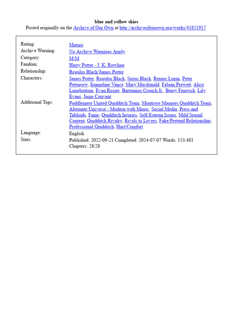 Blue and Yellow Skies | PDF | Harry Potter