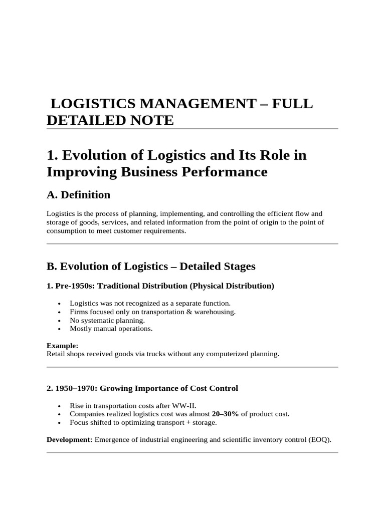 Evolution of Logistics Management Insights | PDF | Logistics | Warehouse