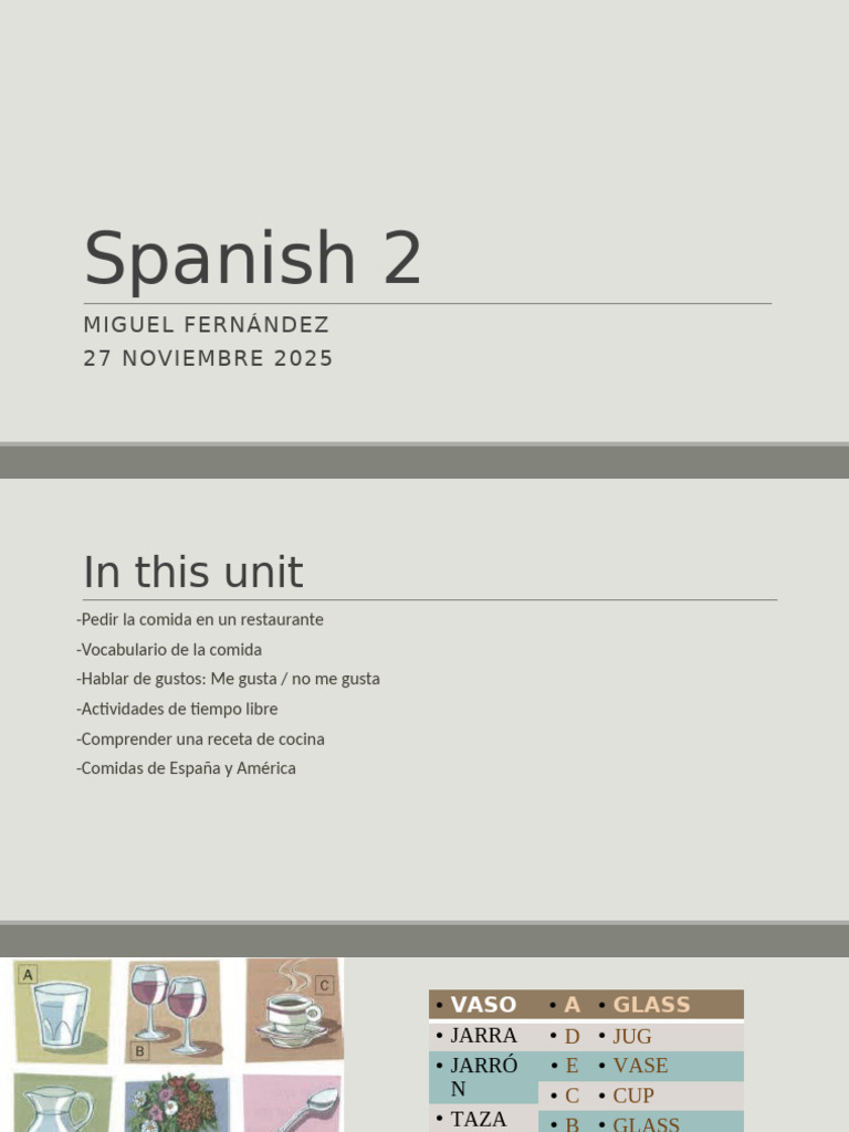 Spanish 2 Unidad 5 | PDF | Alimentos | Cocinando