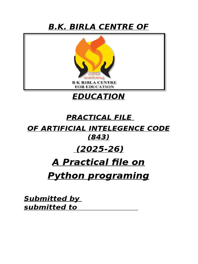 AI Practical File: Python Programming | PDF | Computer Engineering ...