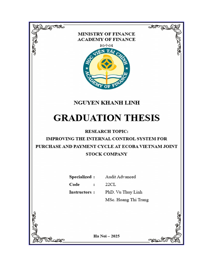 Luận Văn - Final - Nguyễn Khánh Linh | PDF | Internal Control | Accounts Payable