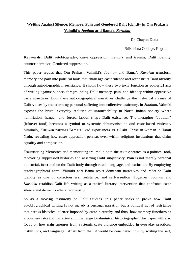 Writing Against Silence | PDF | Dalit | Caste