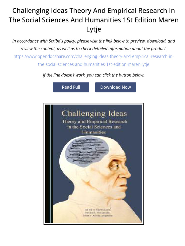 Challenging Ideas Theory and Empirical Research in the Social Sciences ...