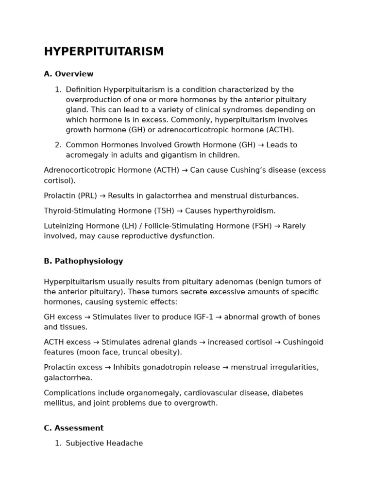 HYPERPITUITARISM | PDF | Diseases And Disorders | Endocrine System