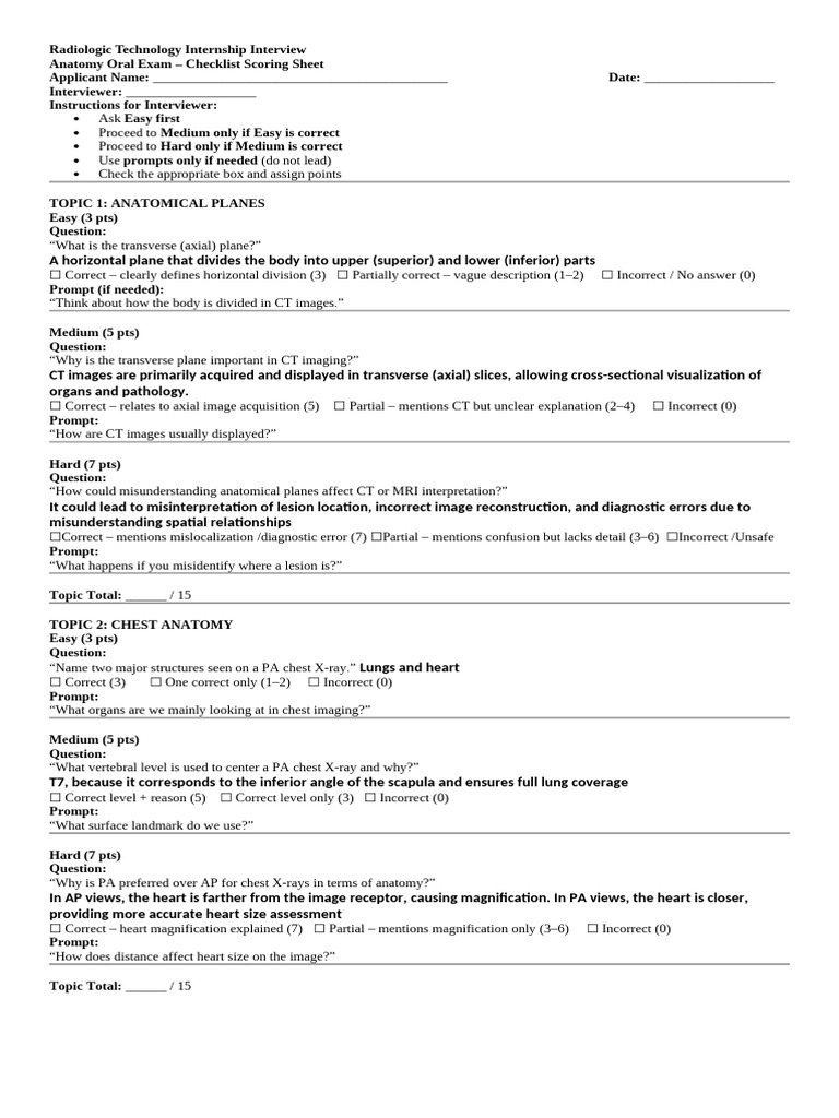 Radiologic Technology Interview Checklist | PDF | Ct Scan | Radiology