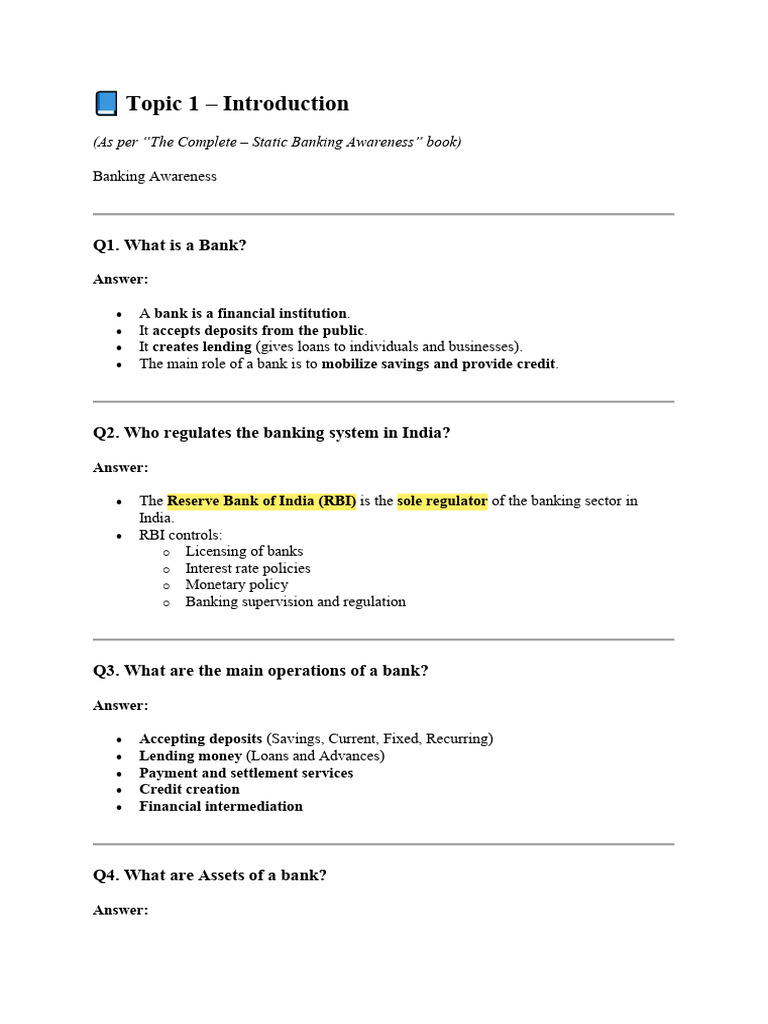 Banking Awareness Concise | PDF | Negotiable Instrument | Cheque